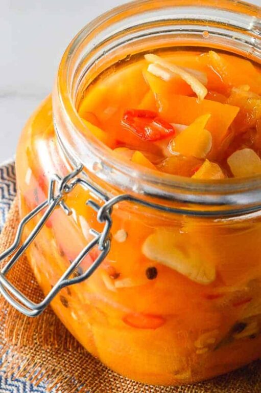 Spicy Pumpkin Pickle Recipe (Refrigerator Pickle) - The Fiery Vegetarian