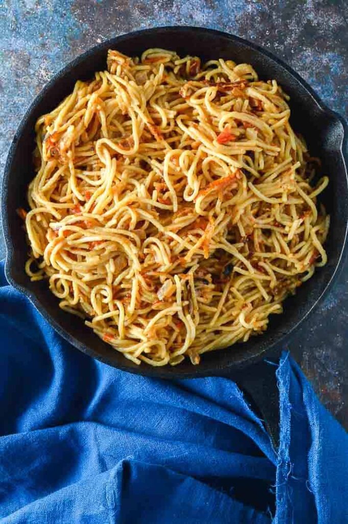 Easy Fried Spaghetti Recipe - The Fiery Vegetarian