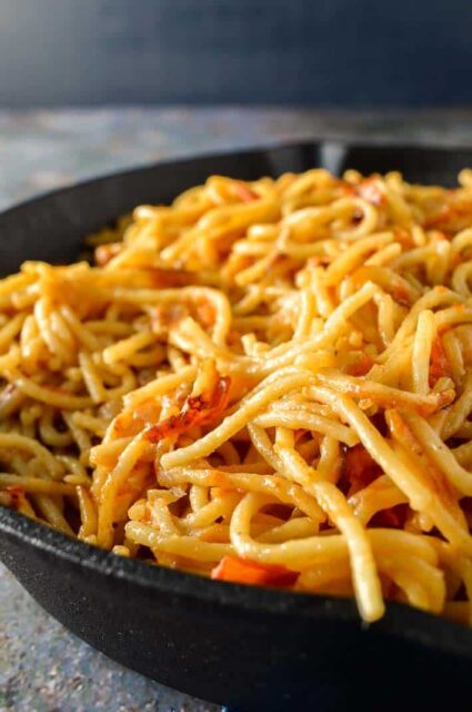 Easy Fried Spaghetti Recipe - The Fiery Vegetarian