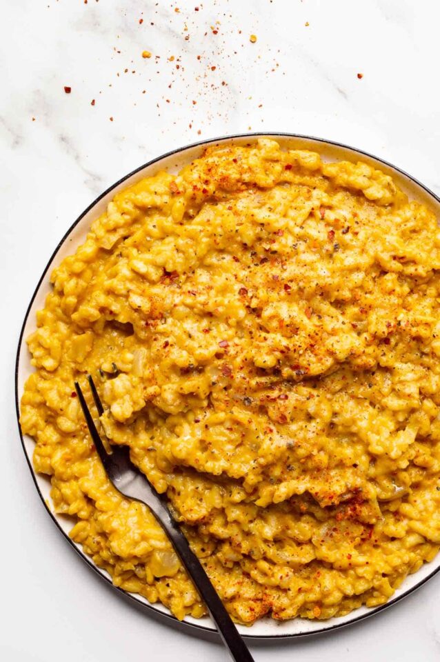Easy Vegan Pumpkin Risotto - The Fiery Vegetarian