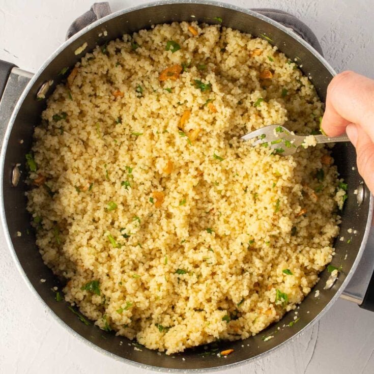 Easy Garlic Couscous - The Fiery Vegetarian