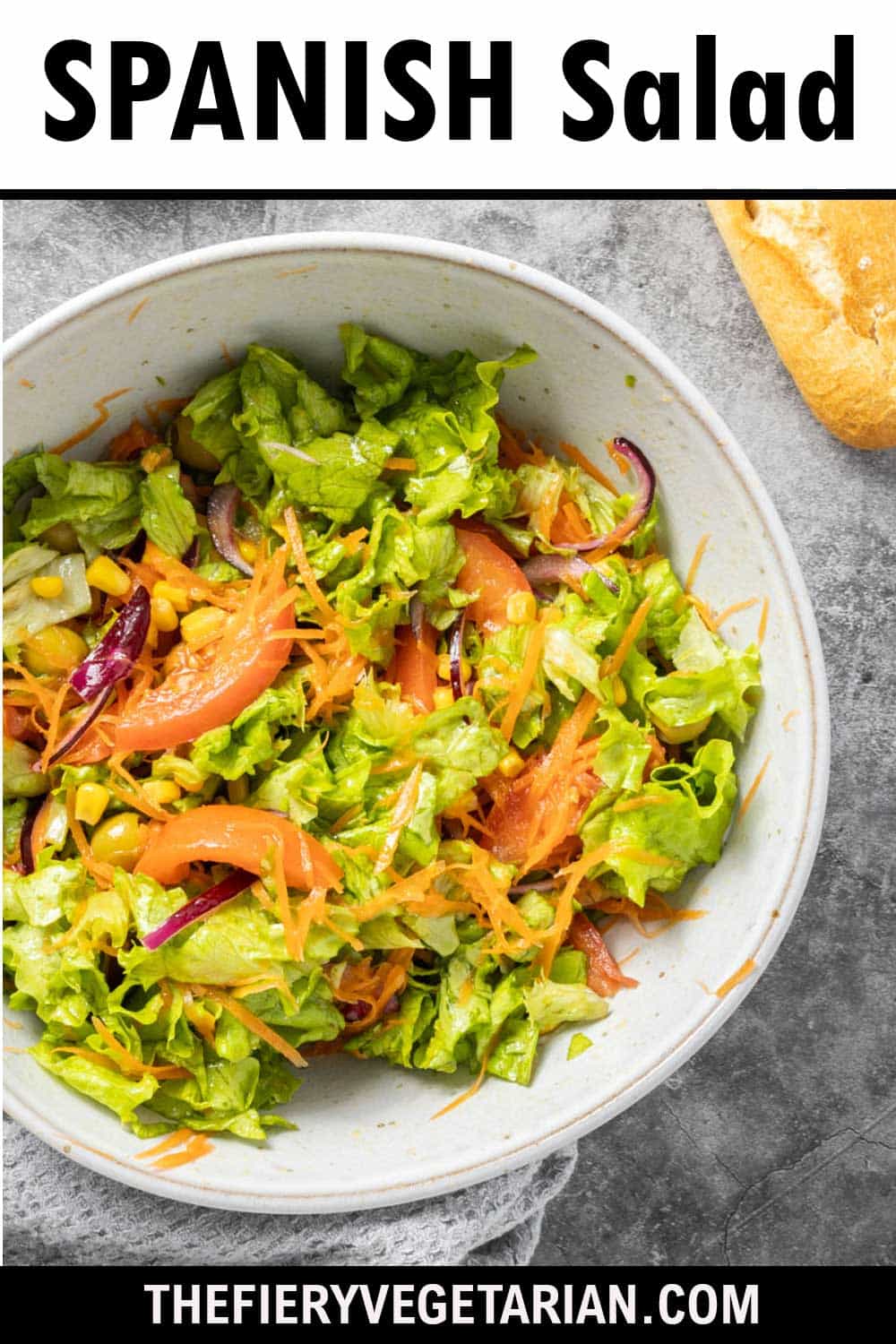 Quick Ensalada Mixta (Spanish Mixed Salad) - The Fiery Vegetarian