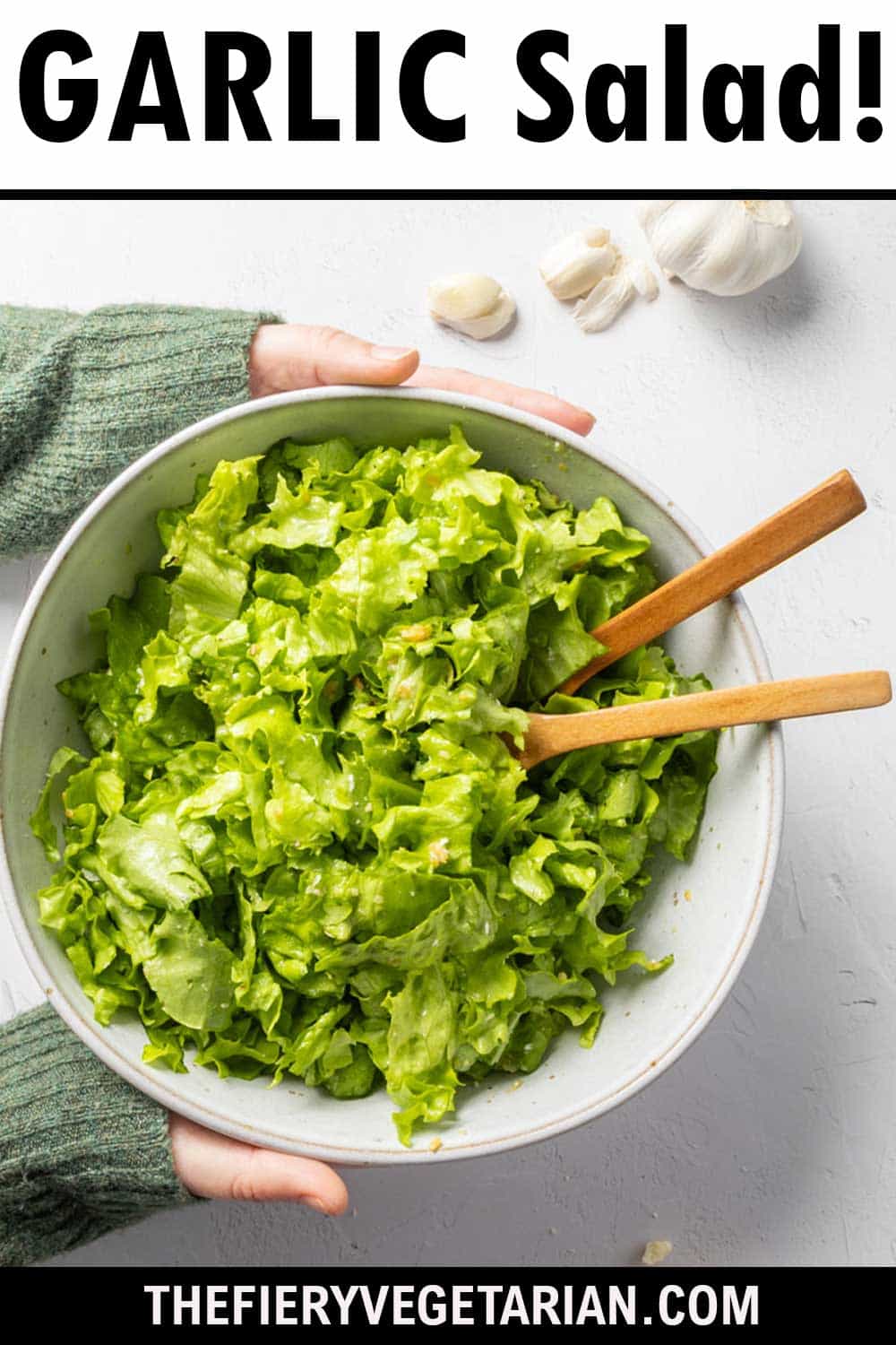 Easy Garlic Salad (Toasted Garlic Dressing) - The Fiery Vegetarian